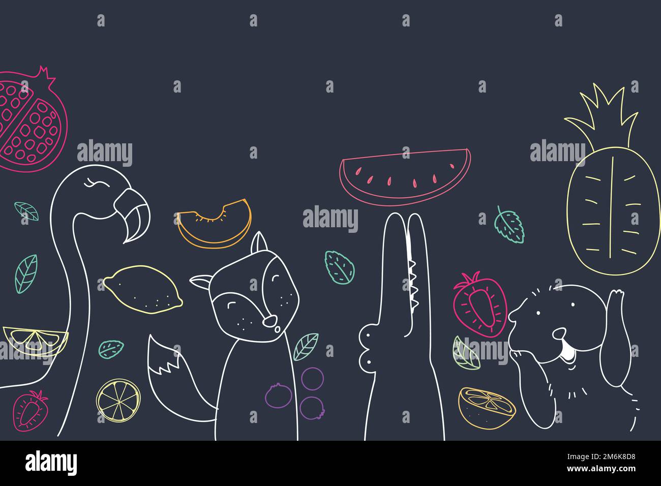 Summertime animal and fruit doodle vector Stock Vector Image & Art - Alamy
