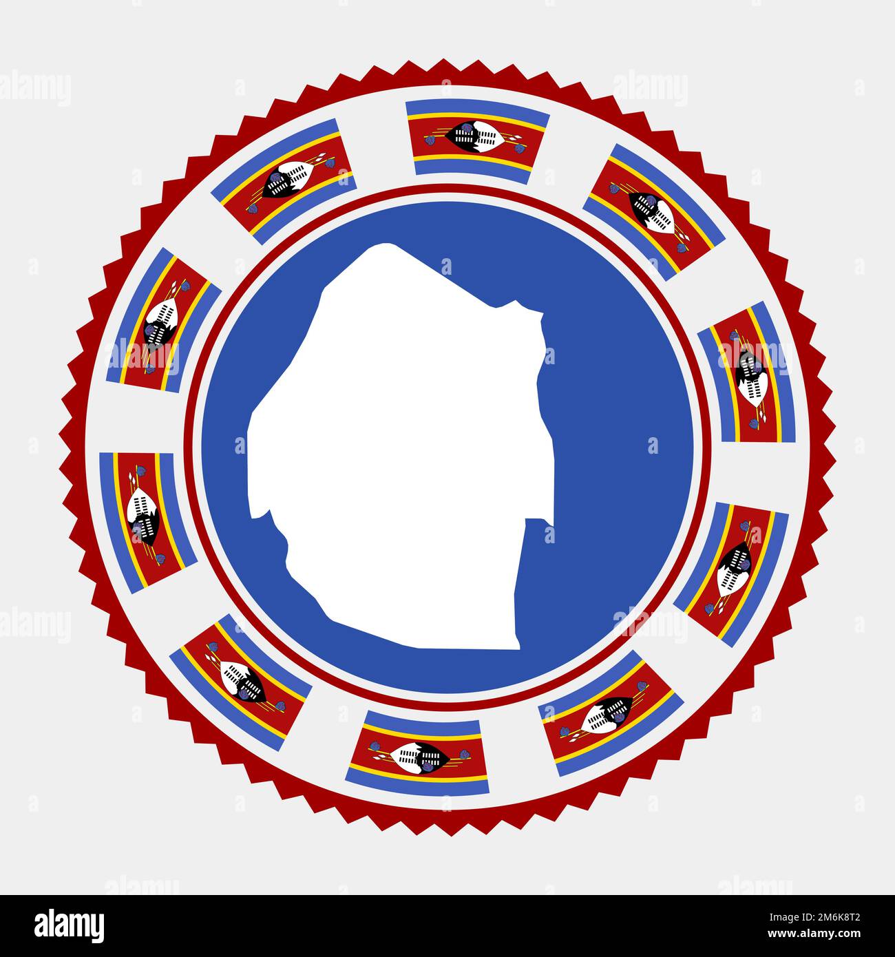 Swaziland flat stamp. Round logo with map and flag of Swaziland. Vector ...