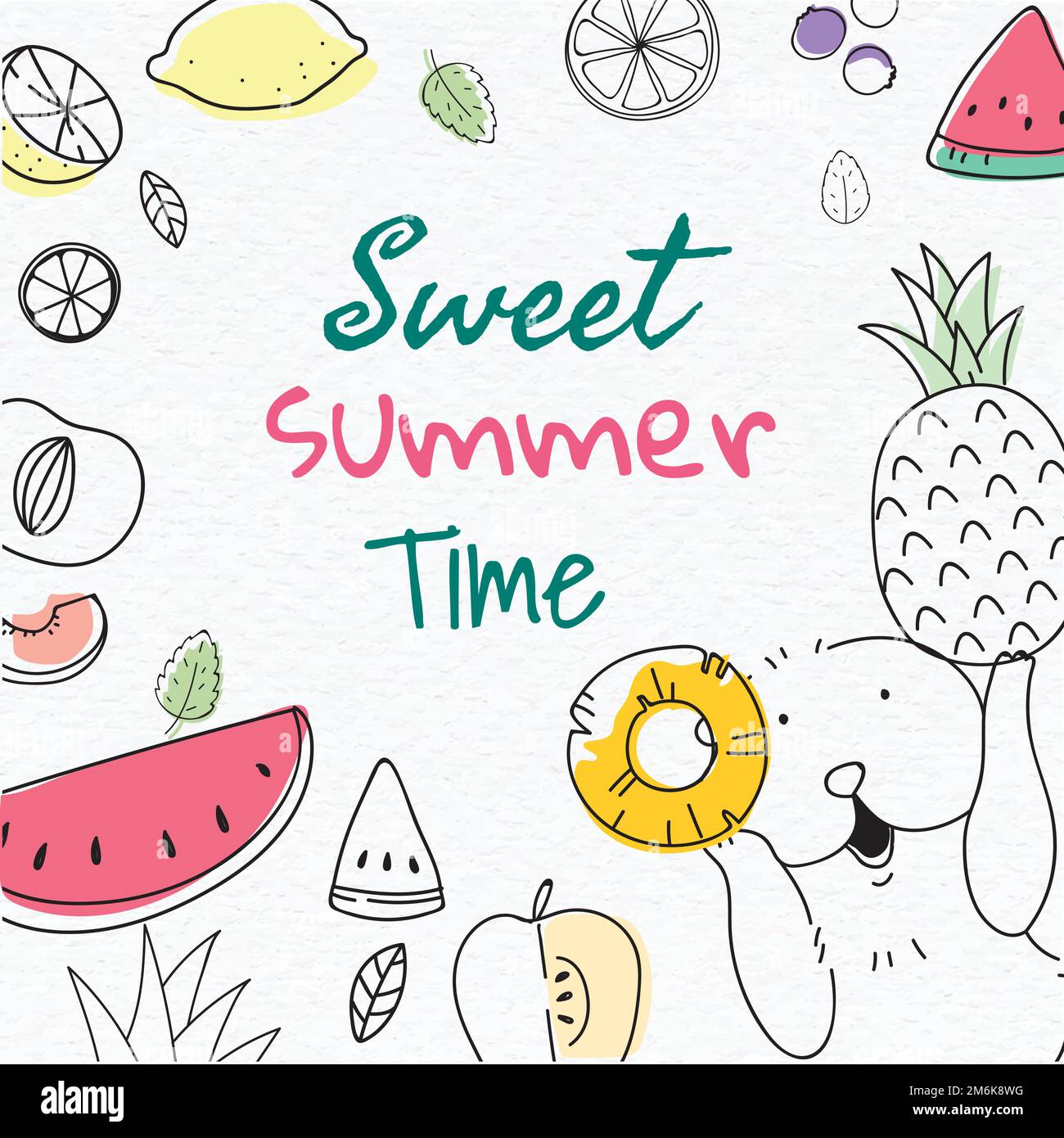 Sweet summertime doodle frame vector Stock Vector Image & Art - Alamy