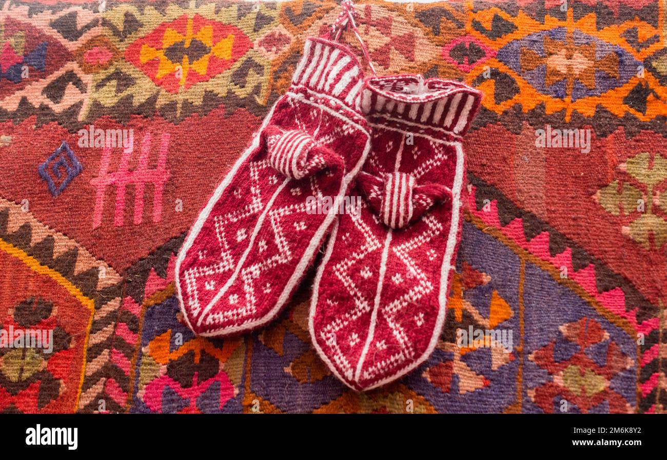 Handmade colorful Turkish ethnic styled woven socks Stock Photo - Alamy