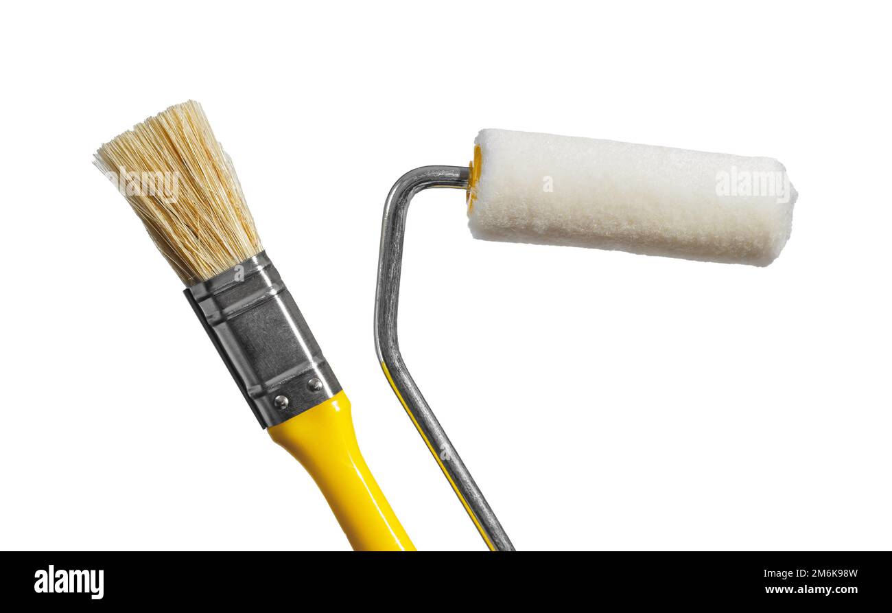 Paint brush and paint roller Stock Photo - Alamy