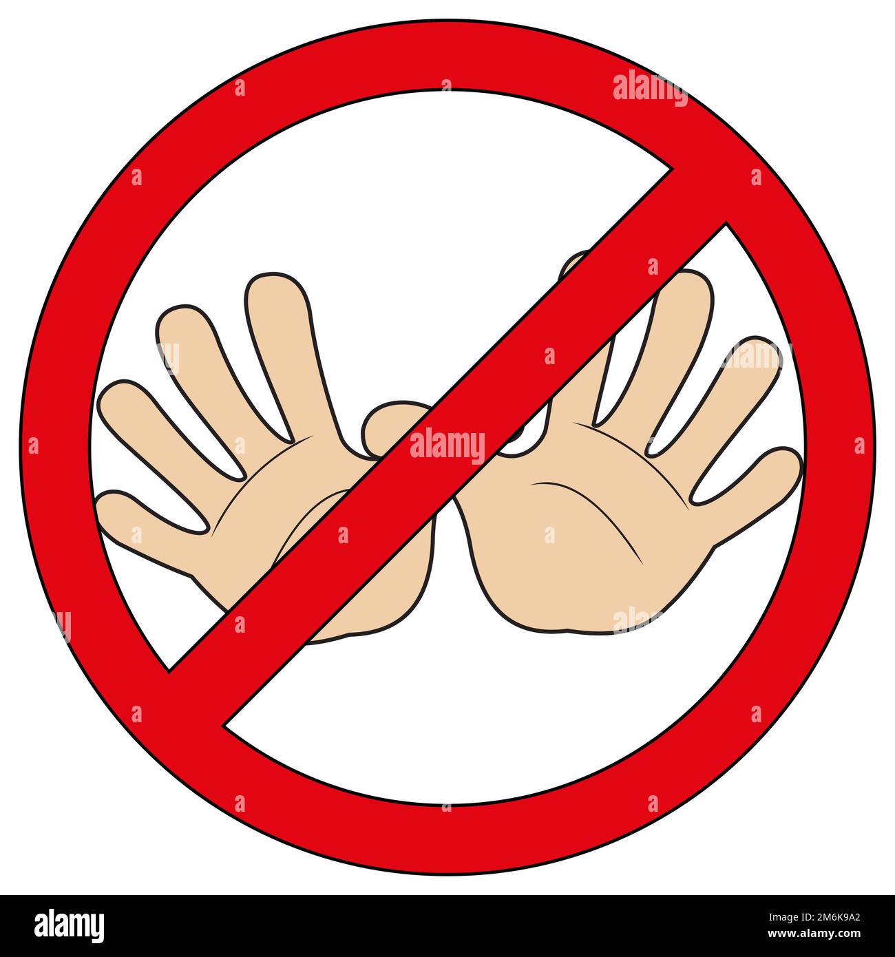 Prohibition sign with two hands Stock Photo - Alamy