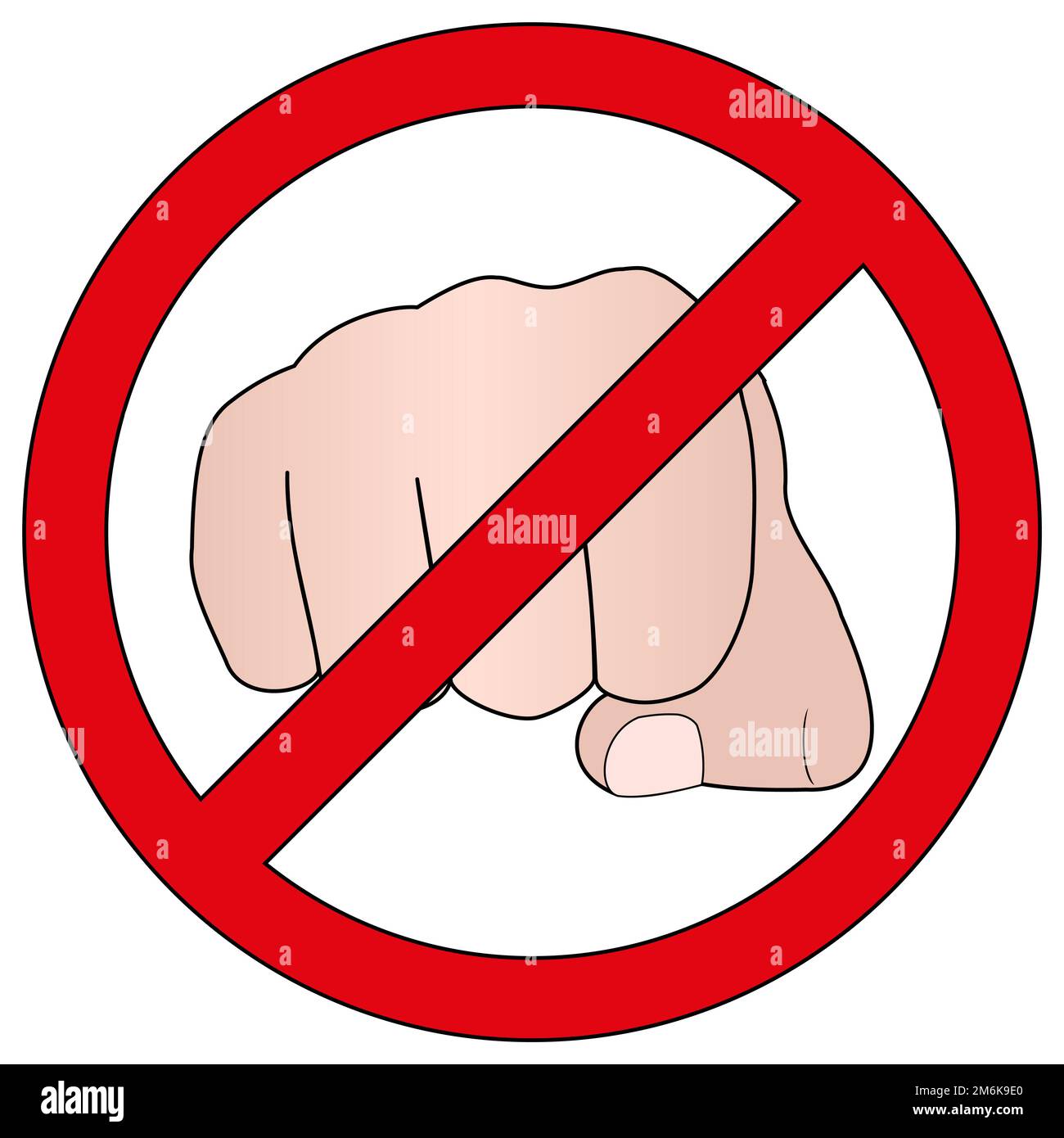 Prohibition sign with fist Stock Photo - Alamy