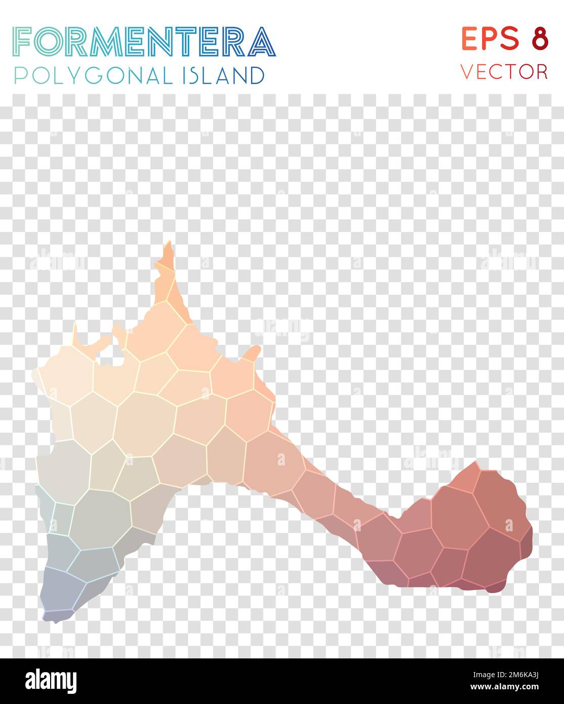 Formentera polygonal map, mosaic style island. Overwhelming low poly ...