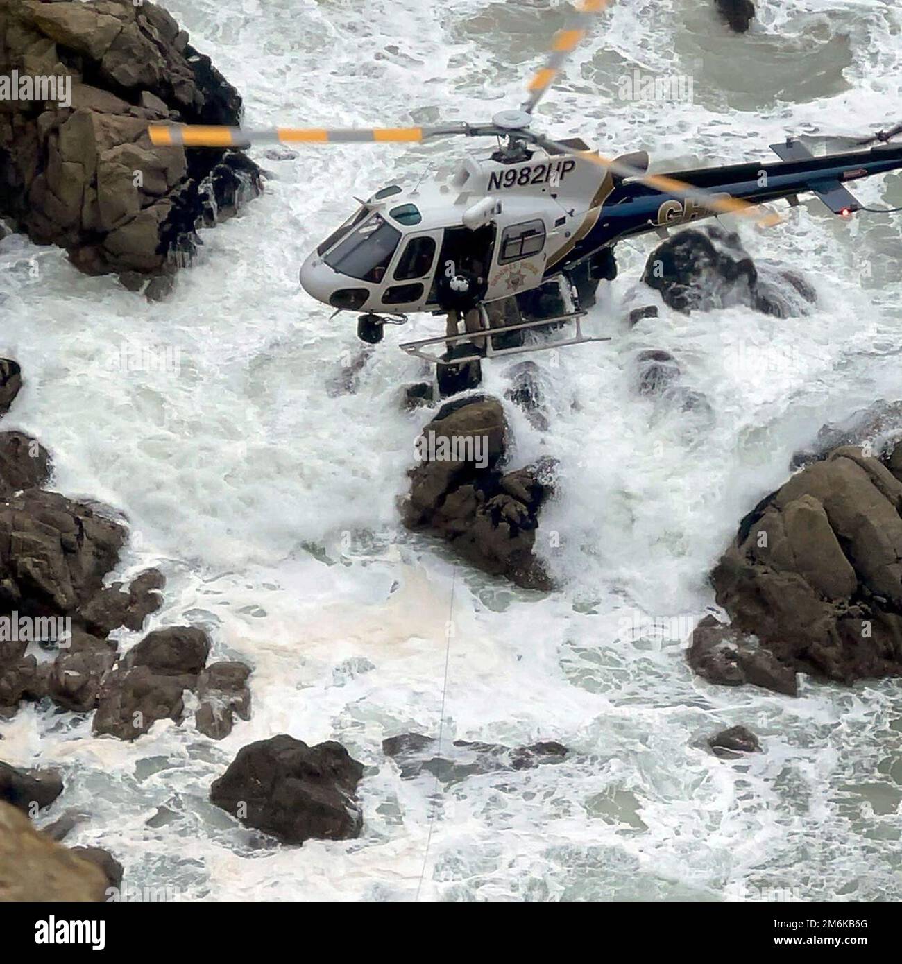 January 2, 2023, San Mateo County, California, USA: A rescue helicopter ...