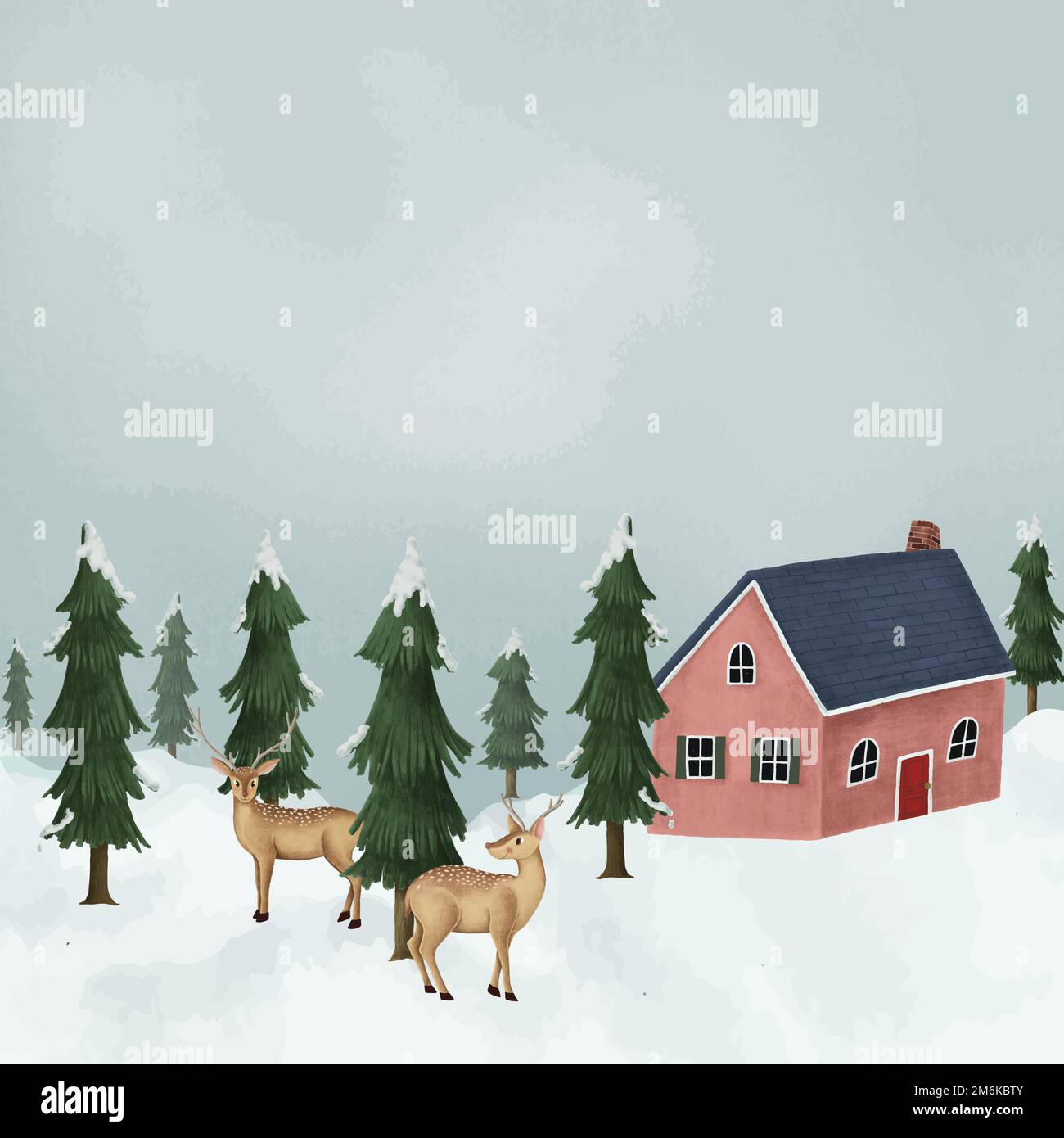 Deer woods snow Stock Vector Images - Alamy