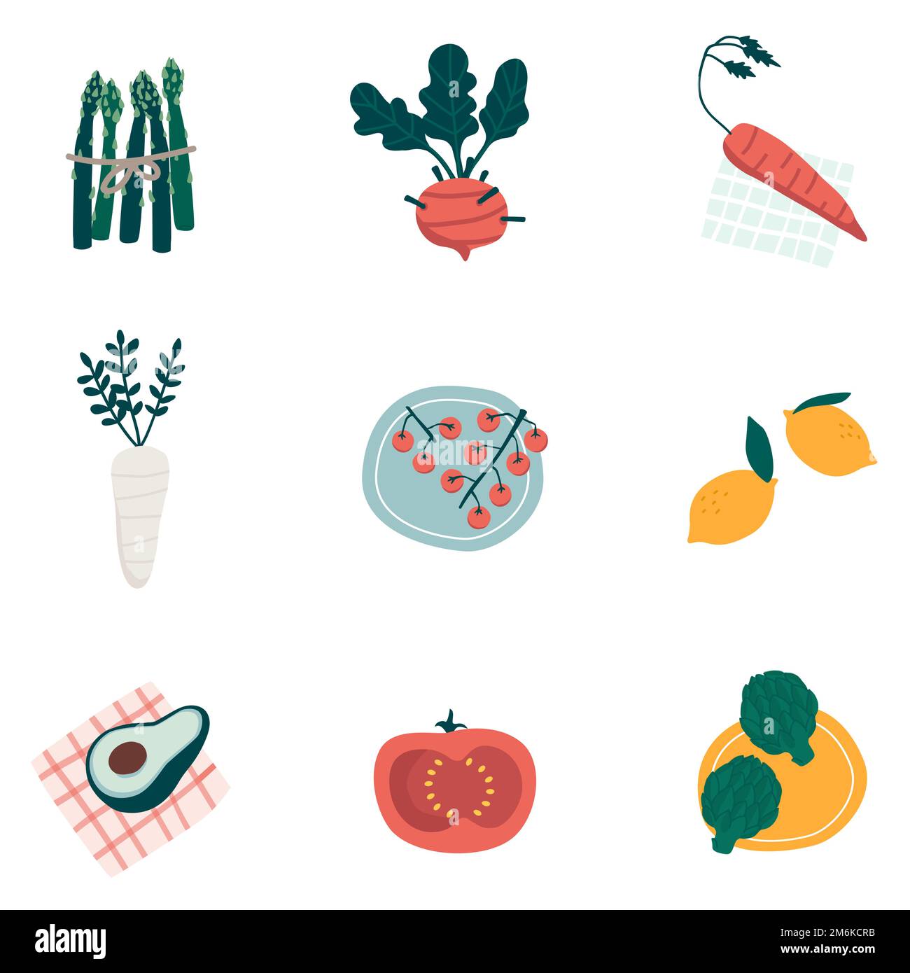Colorful organic vegetable set vectors Stock Vector Image & Art - Alamy