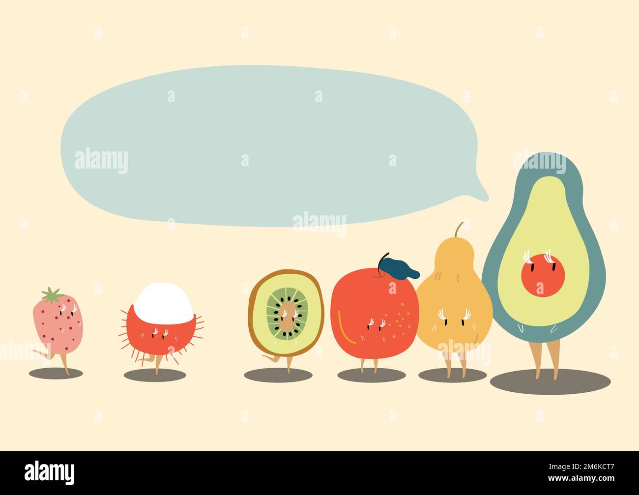Fresh tropical fruits with a blank speech bubble cartoon character ...