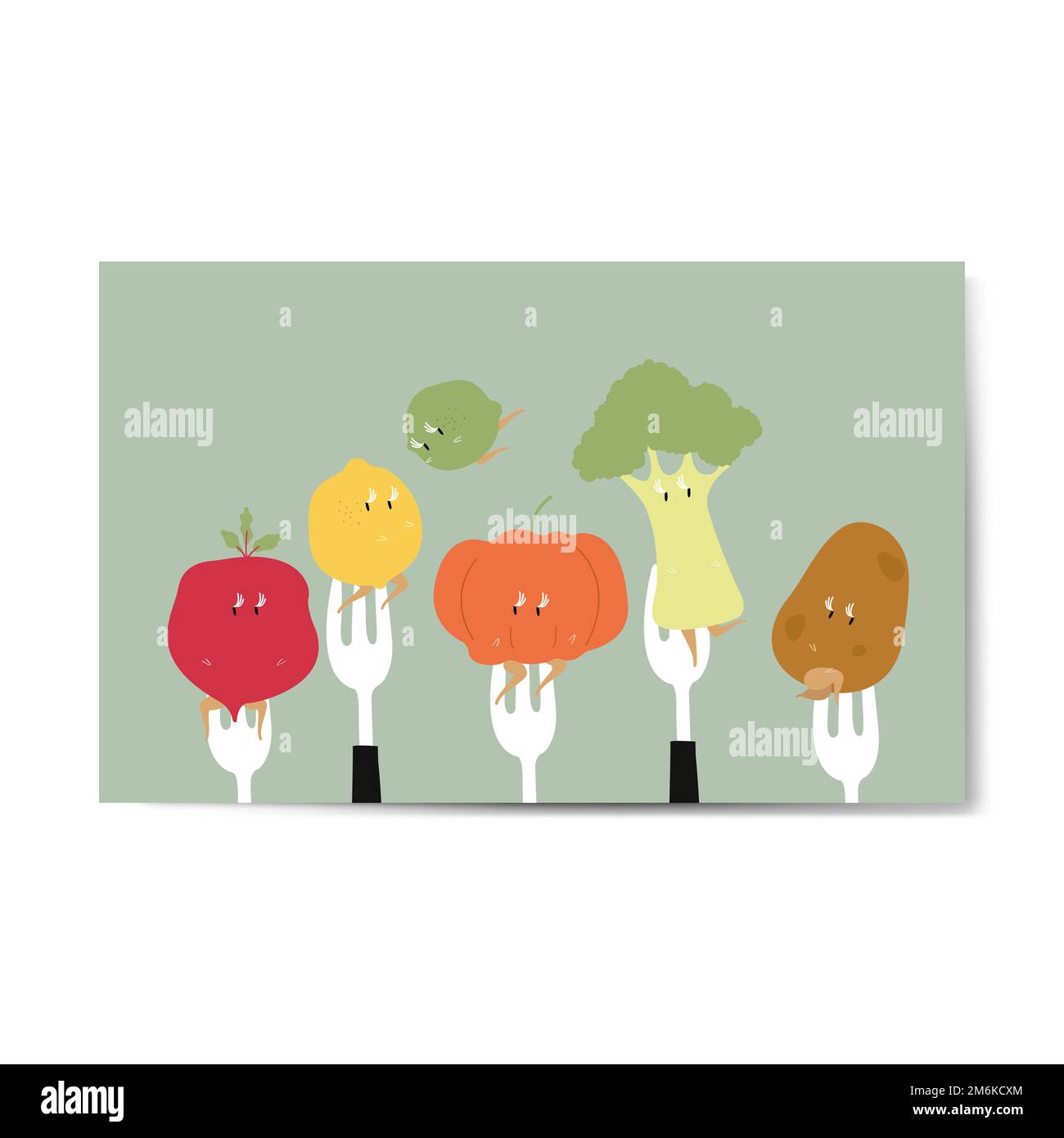 Fresh organic vegetable cartoons on forks Stock Vector Image & Art - Alamy