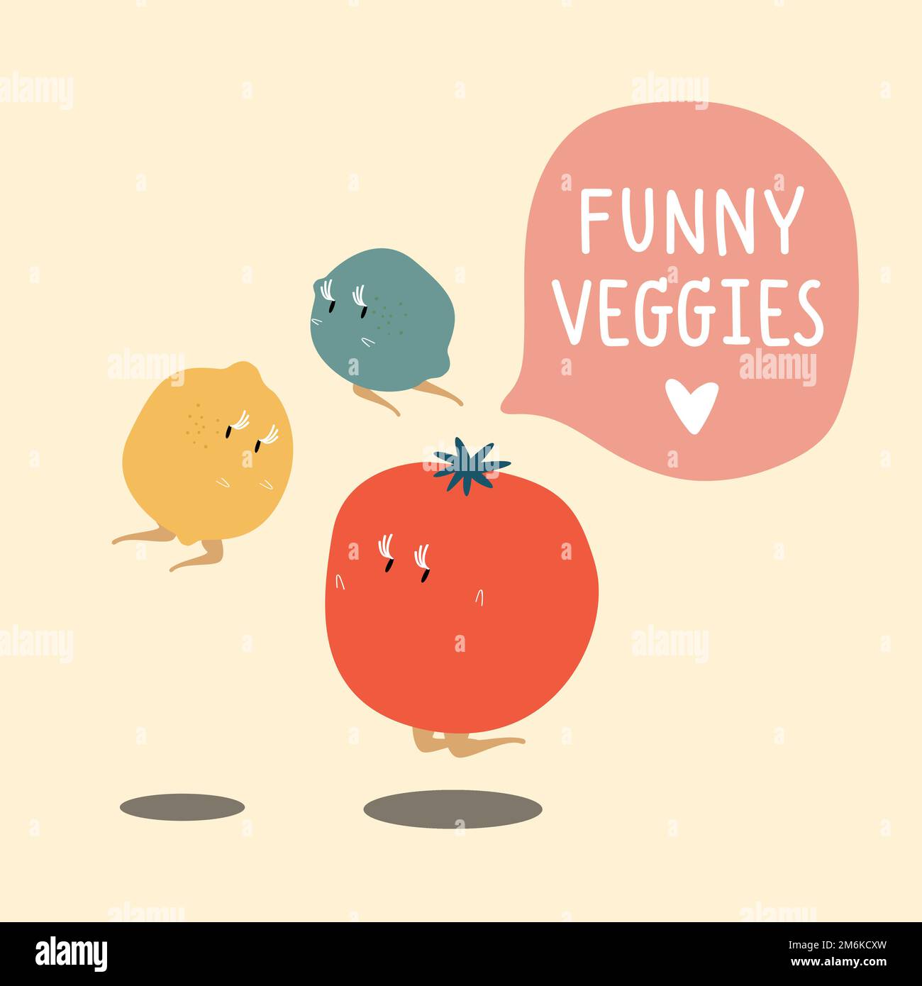 Fresh vegetable cartoon characters set vector Stock Vector Image & Art ...