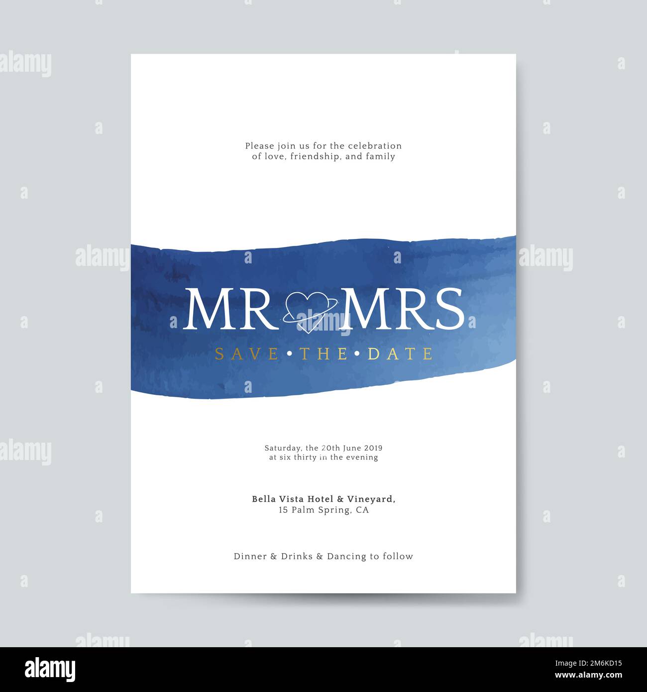 Blue wedding invitation card vector Stock Vector Image & Art - Alamy