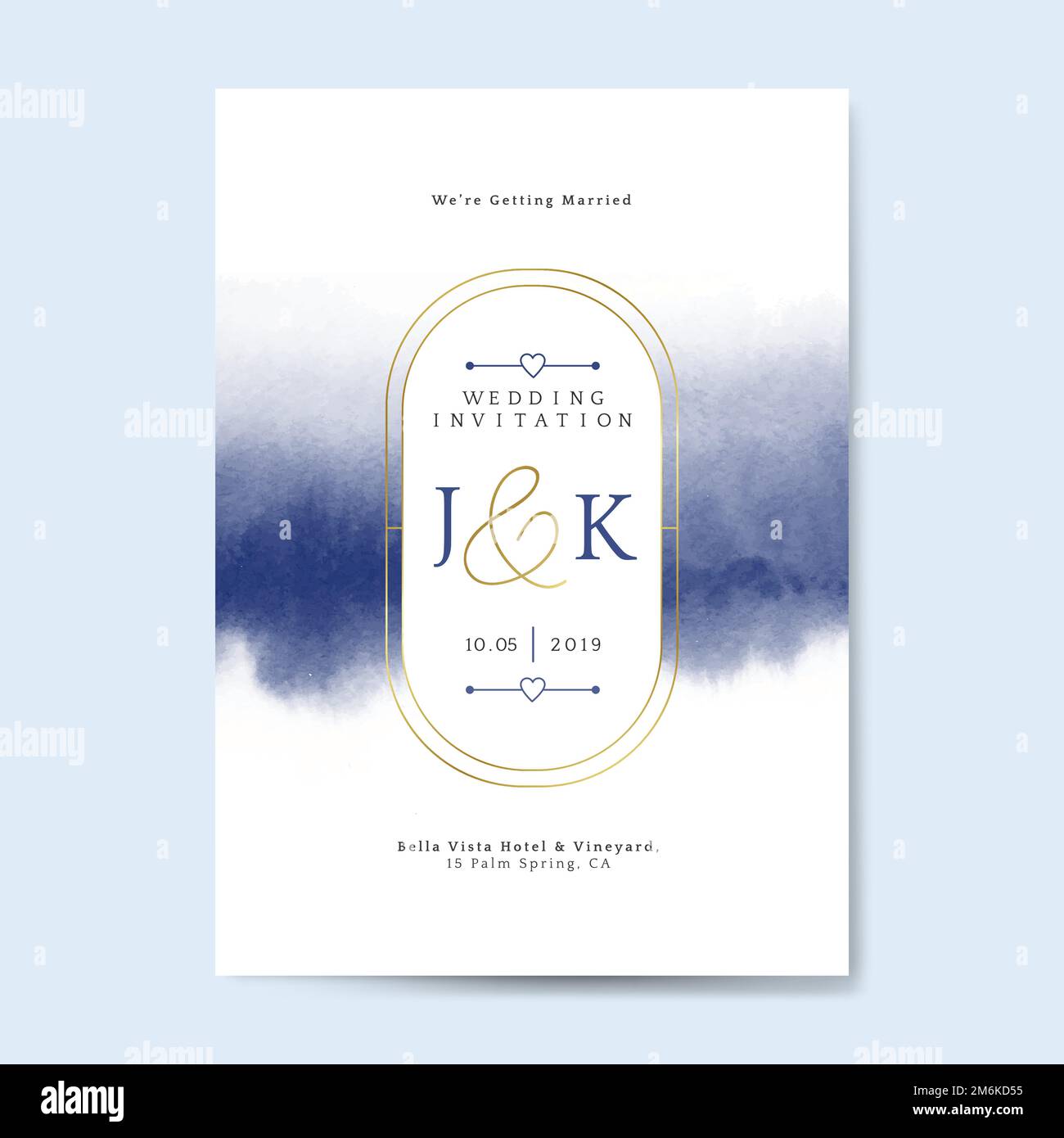Blue wedding invitation card vector Stock Vector Image & Art - Alamy