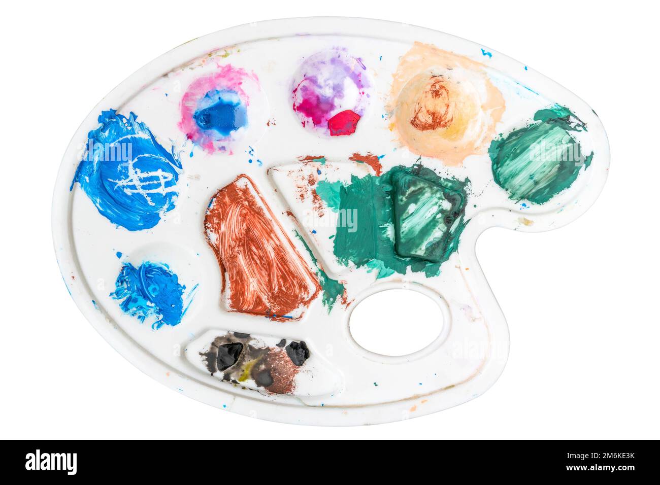 Art palette with stains of watercolor paint Stock Photo - Alamy