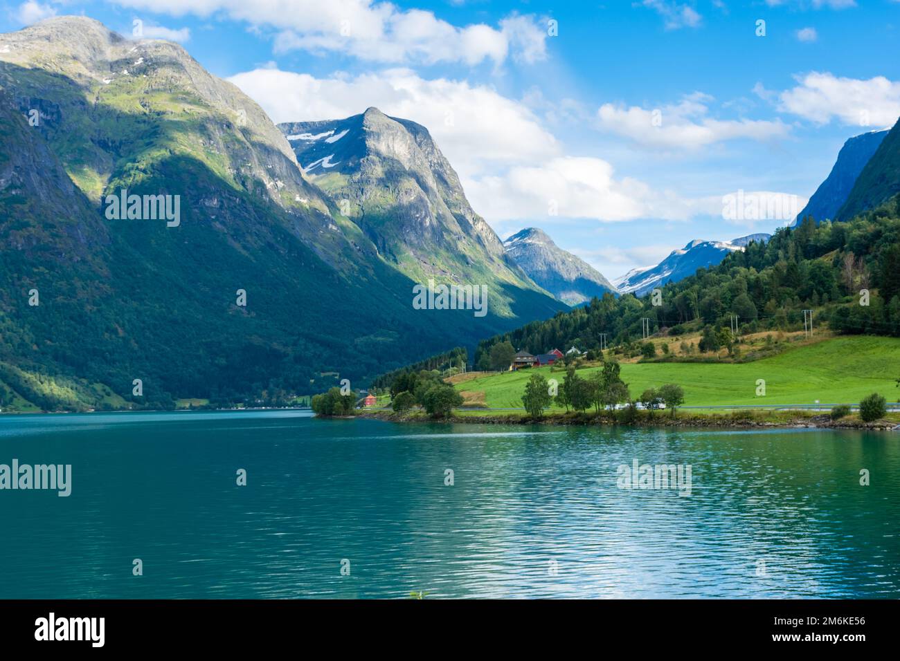 Beautiful and colorful lake in Oppstryn, Norway Stock Photo - Alamy