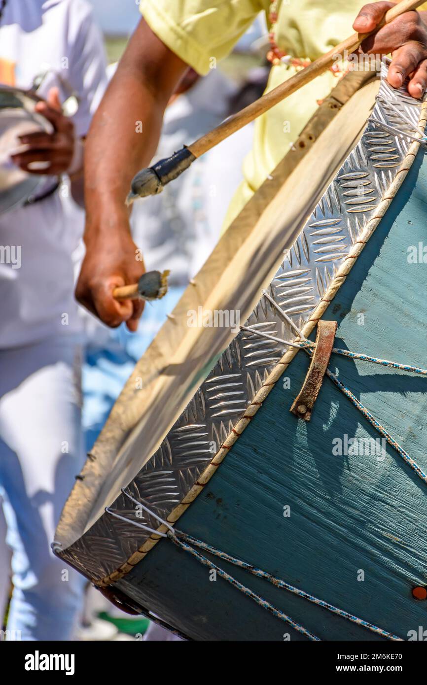 Drum player lit by the sun during Brazilian Carnival Stock Photo - Alamy