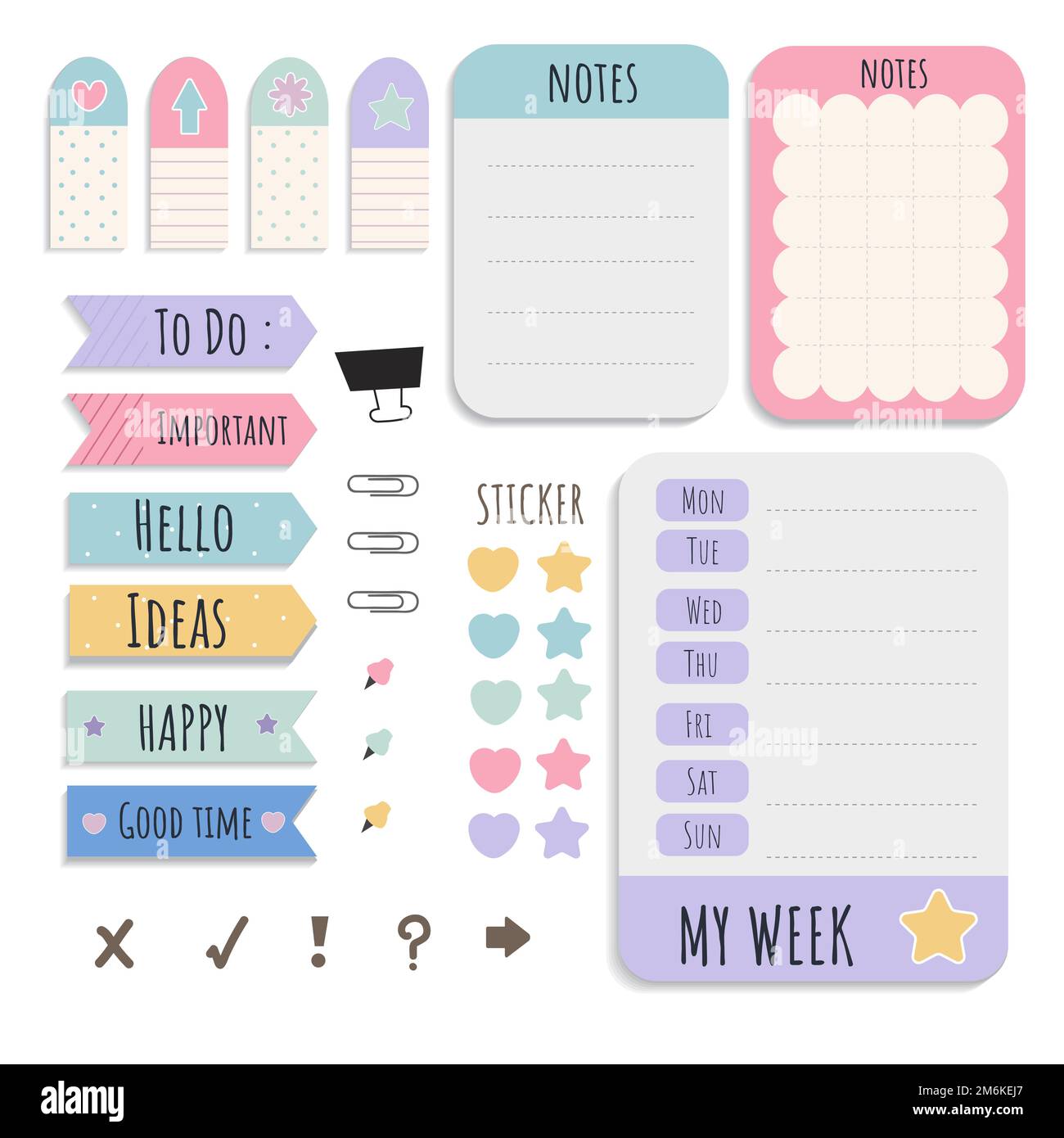 Cute sticky note papers printable set Stock Vector Image & Art - Alamy