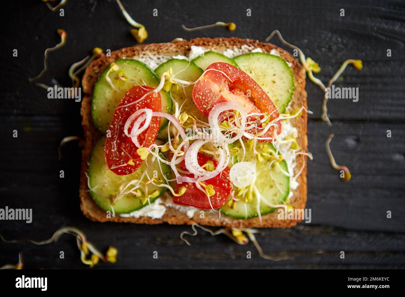 Top view of Healthy vegetable toast Stock Photo - Alamy