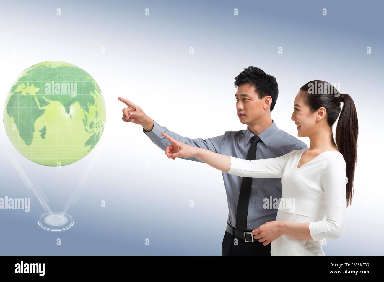 Business people of science and technology and the hologram Stock Photo ...