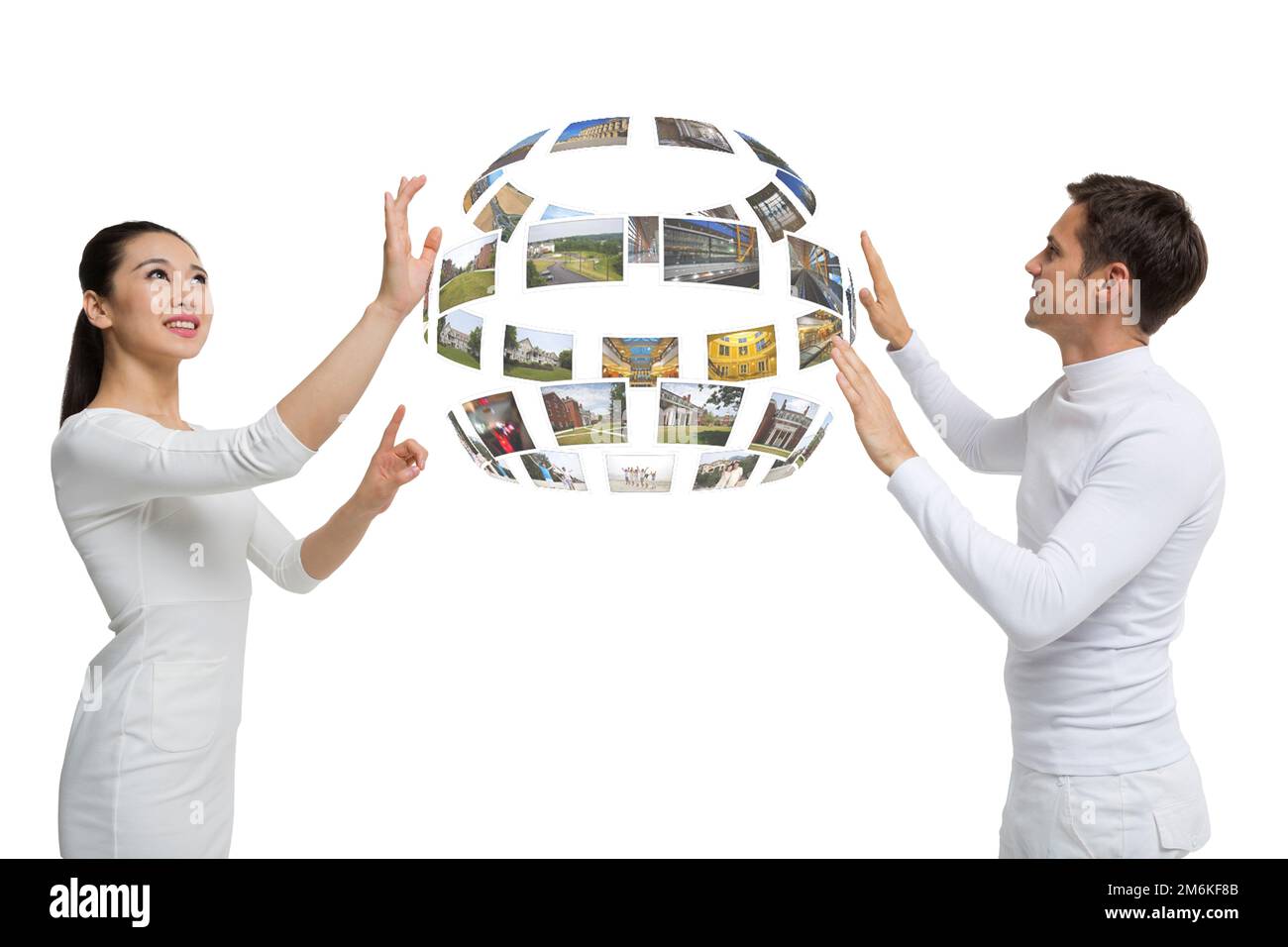 High-tech researchers and hologram Stock Photo - Alamy