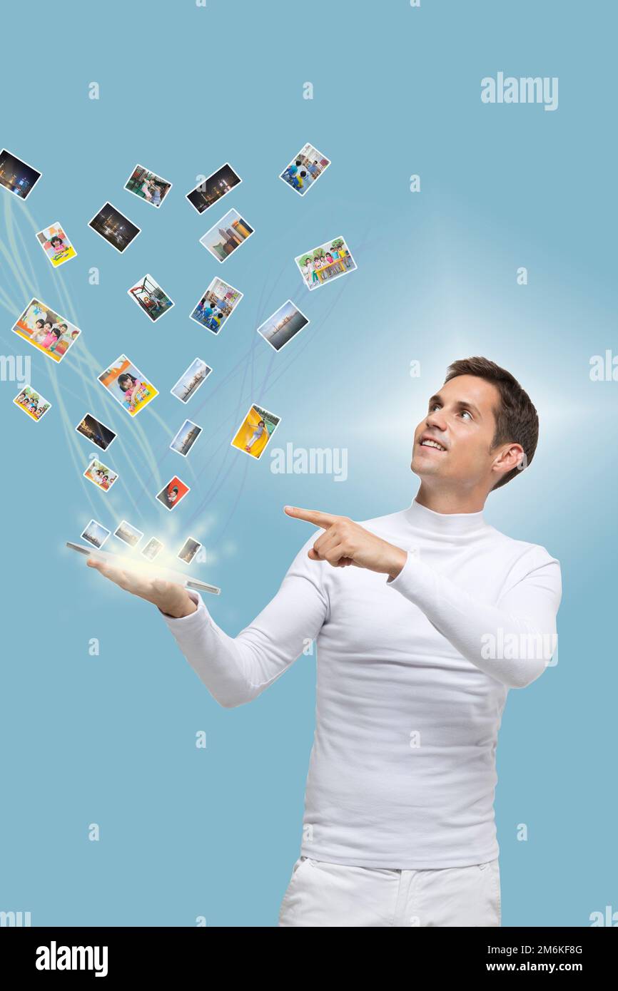 High-tech researchers and hologram Stock Photo - Alamy