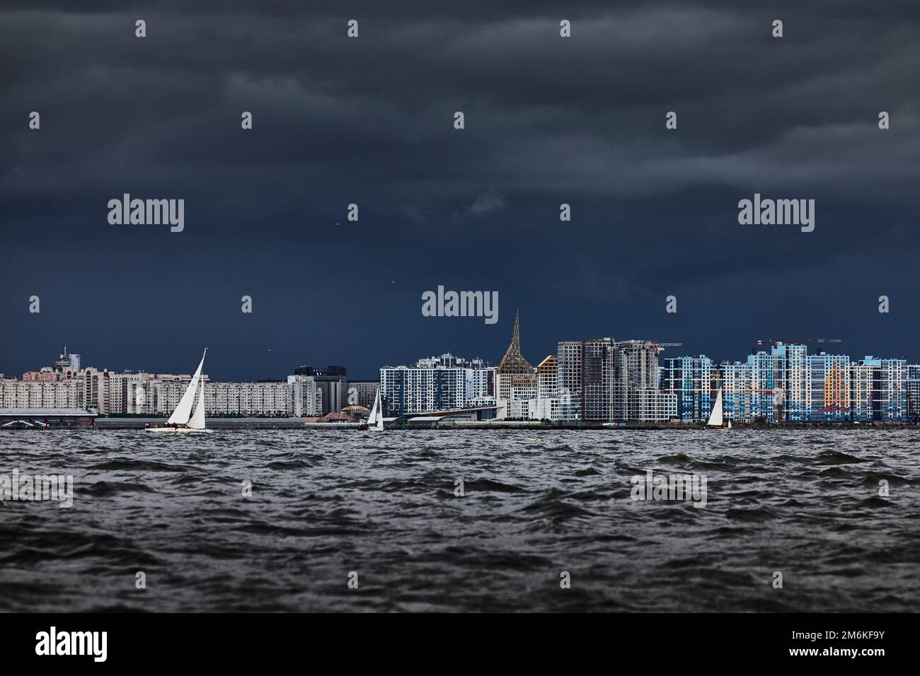 The residential complex under construction on the embankment of the ...