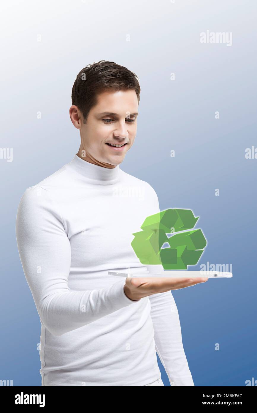 High-tech researchers and hologram Stock Photo - Alamy