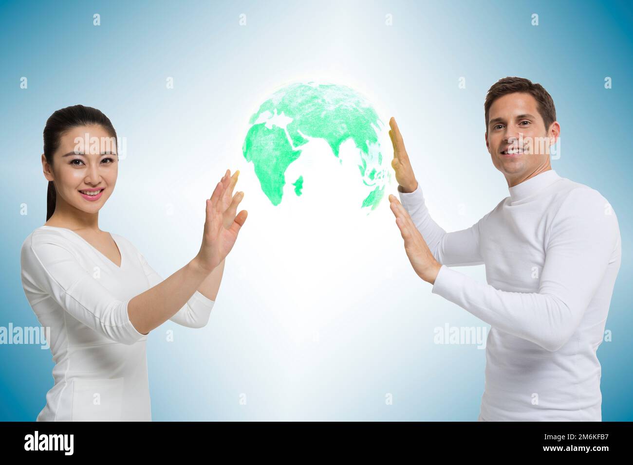 High-tech researchers and hologram Stock Photo - Alamy