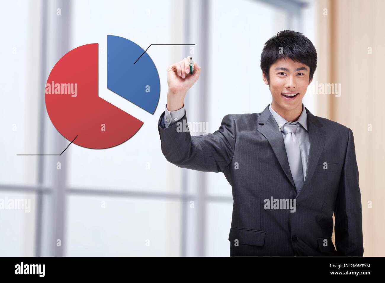 A young business man draw pie chart Stock Photo - Alamy A young business man draw pie chart Stock Photo - Alamy