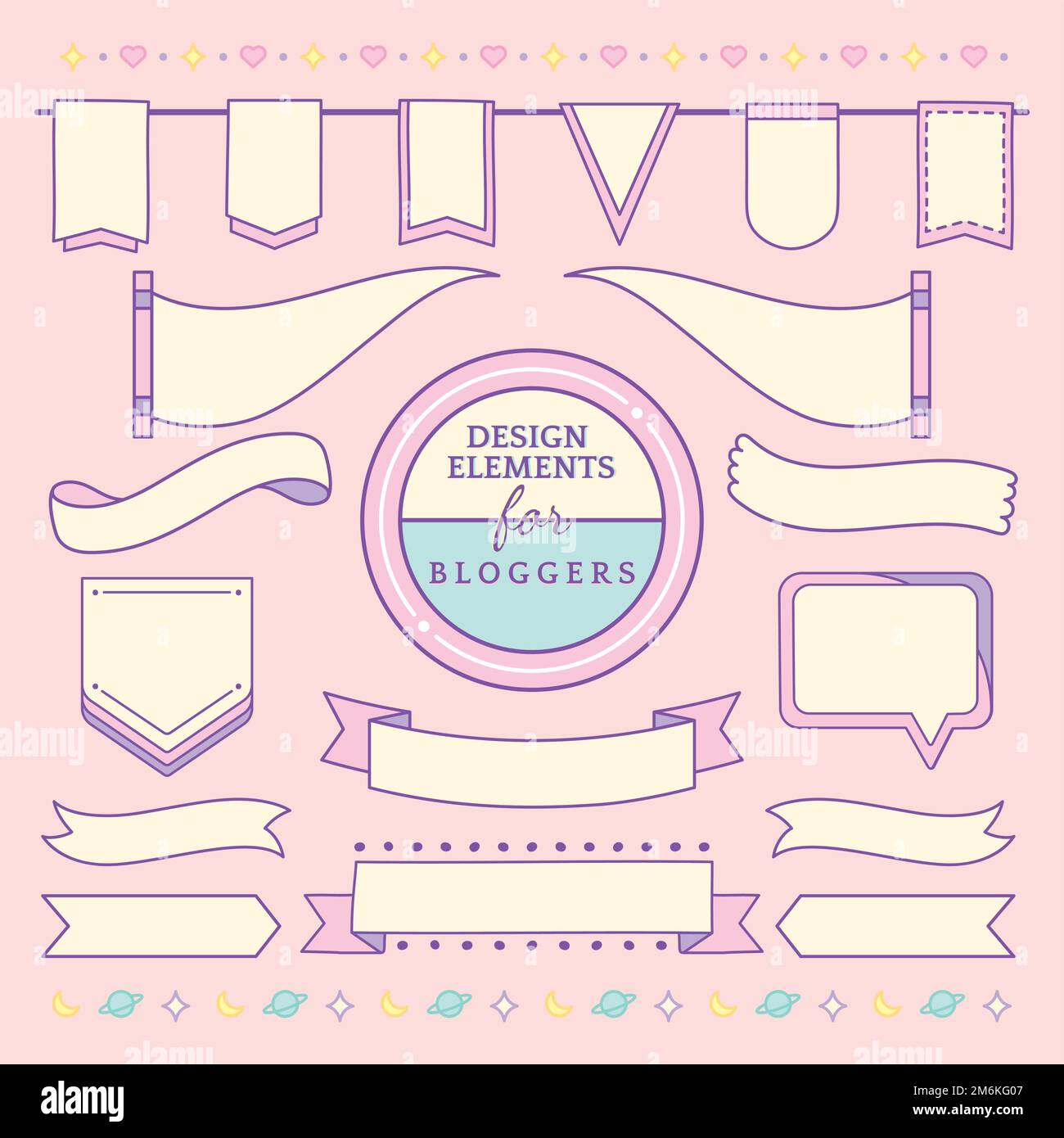 Cute and girly design elements for bloggers vector Stock Vector Image ...
