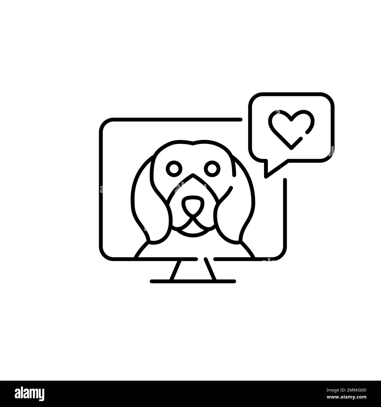 Beagle dog giving positive feedback. Like notification message. Pixel ...