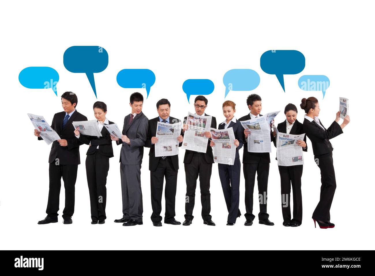 Business people reading a newspaper Stock Photo - Alamy