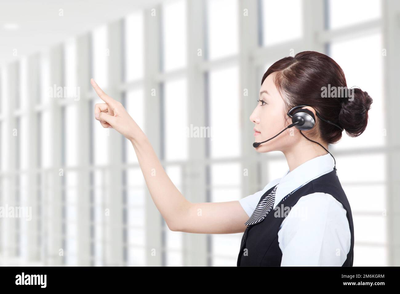 Customer service female touch Stock Photo - Alamy