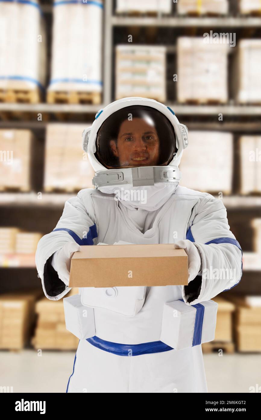 Happy positive courier in hi-res stock photography and images - Alamy