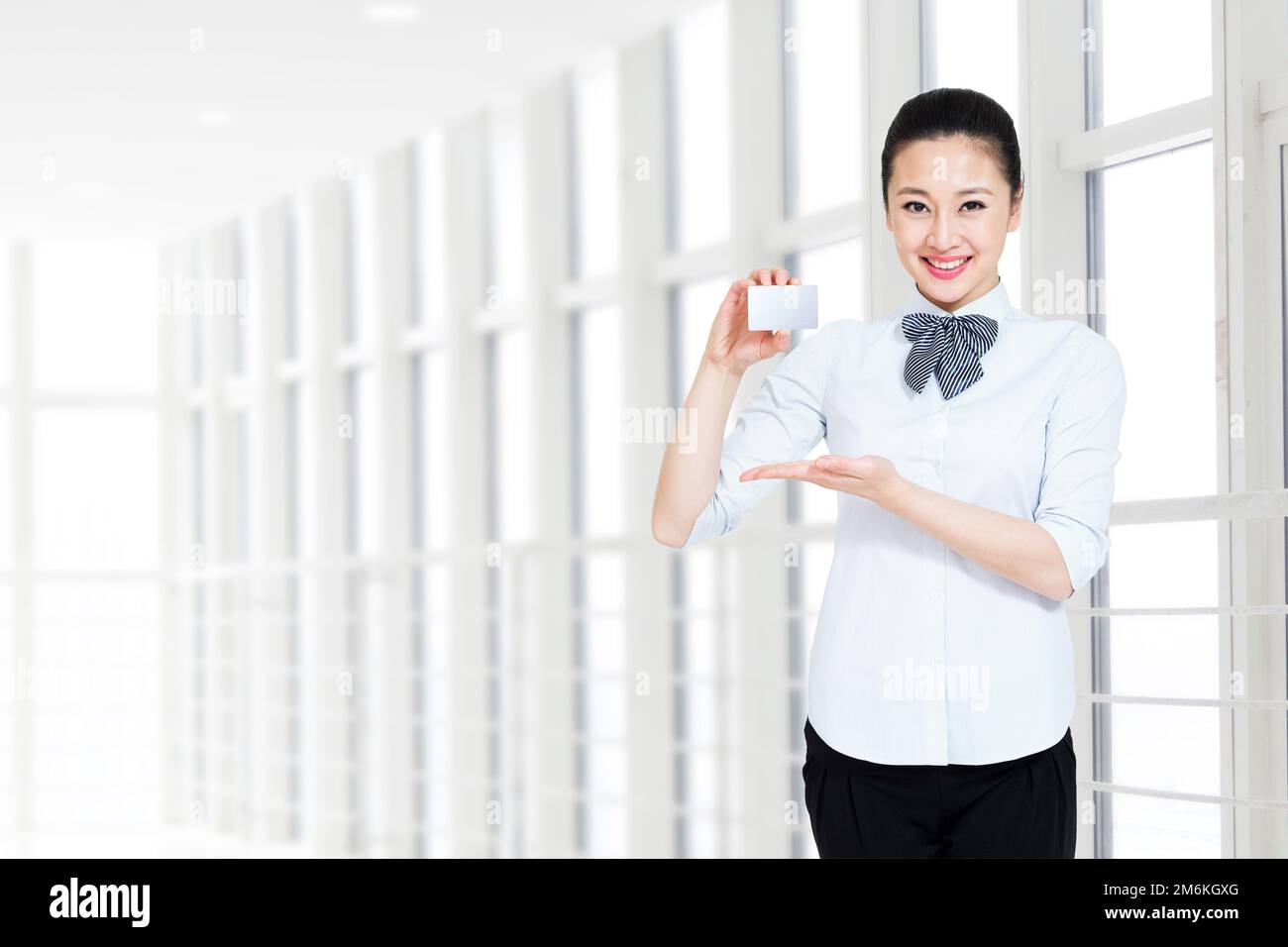 Customer service women display card Stock Photo - Alamy