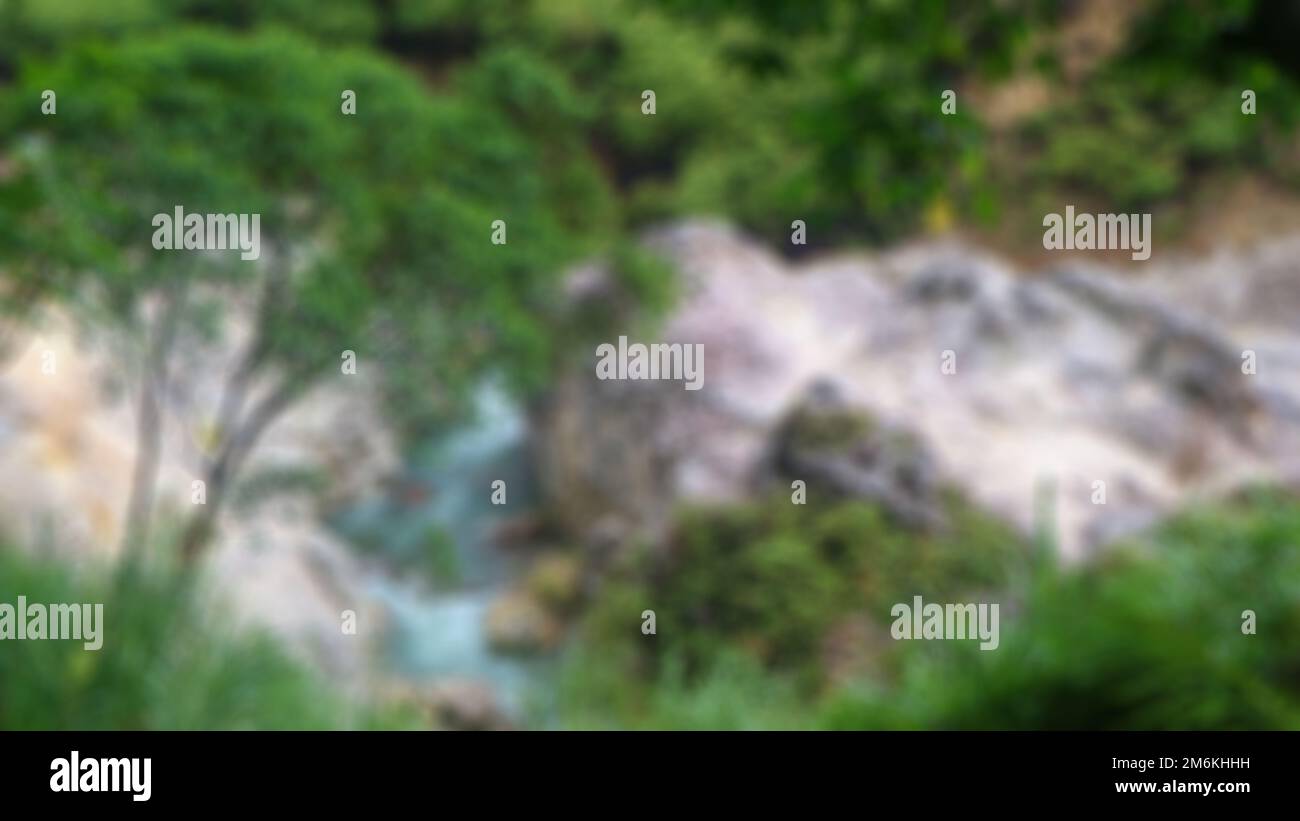 blurred hot spring river with beautiful green trees Stock Photo - Alamy