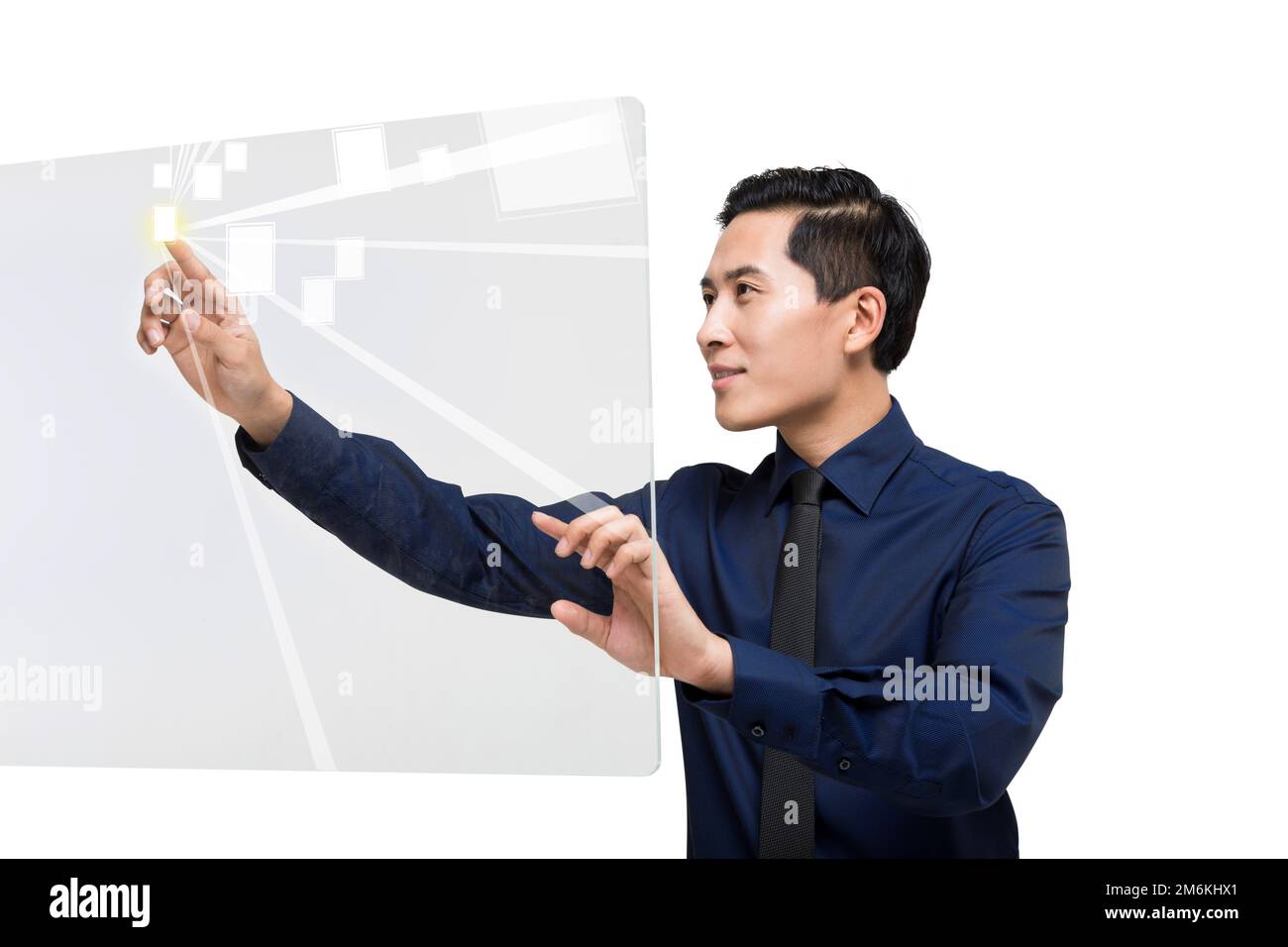Science and technology business men to use touch screen Stock Photo - Alamy