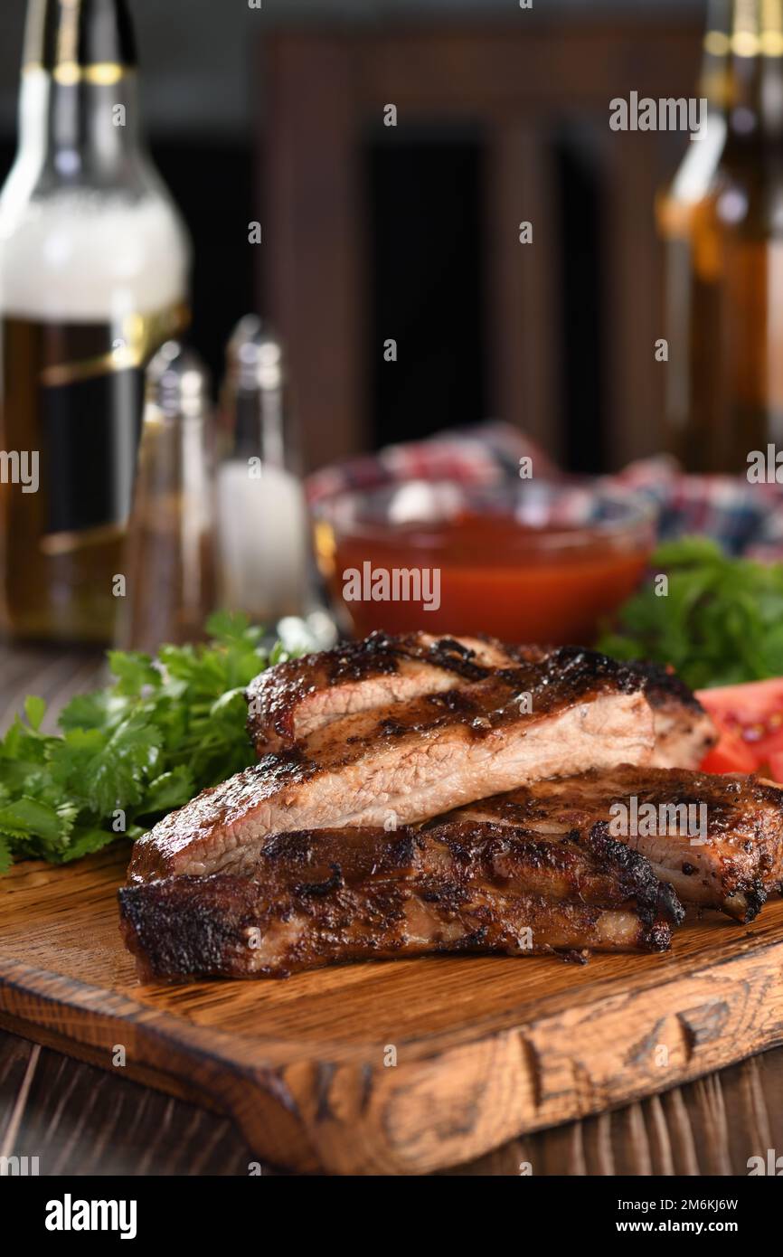 Baked barbecue pork belly Stock Photo - Alamy