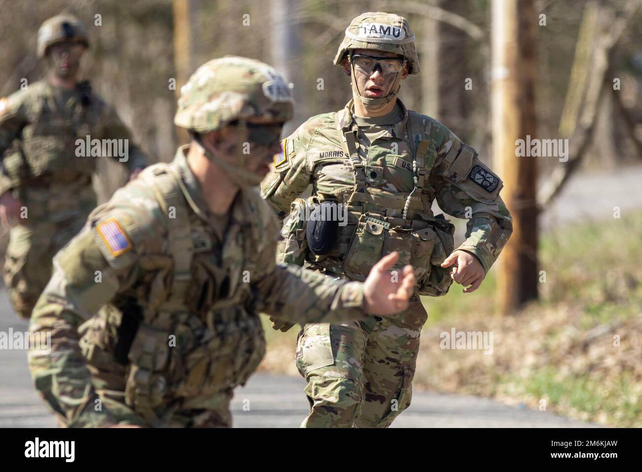 Cheered on by his teammate, Cadet Reid Morris, Texas A & M University ...