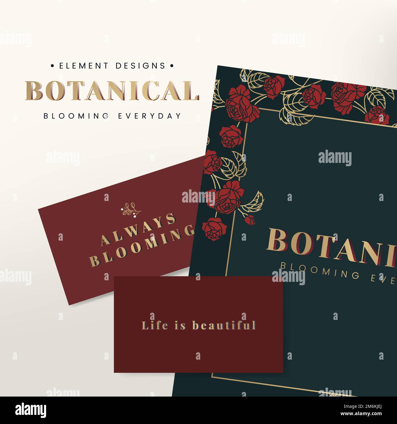 Green and red botanical element card design vector Stock Vector Image & Art - Alamy