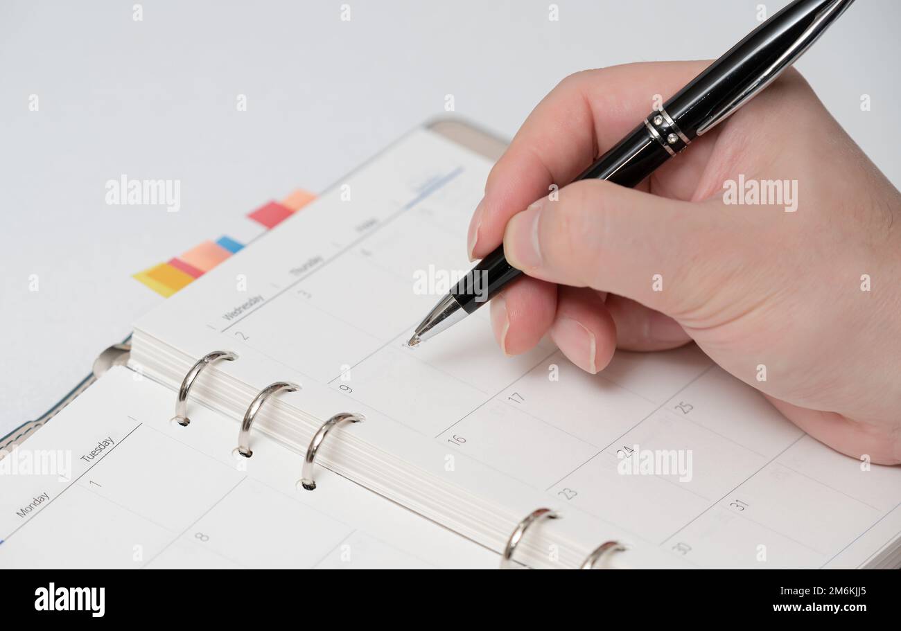 Hands businessman writing schedule recording hi-res stock photography ...