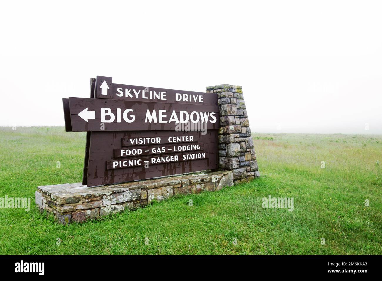Entrance sign to Big Meadows campground along Skyline Drive in ...