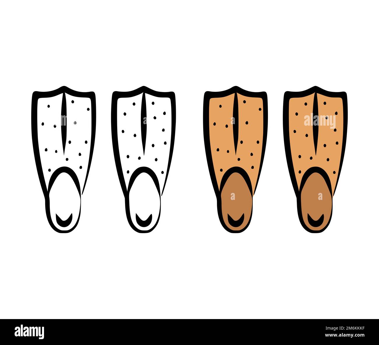 Vector illustration of flippers in a hand-drawn style on a white ...