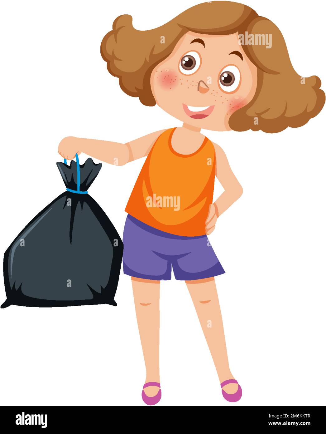 A girl holding trash bag illustration Stock Vector Image & Art - Alamy