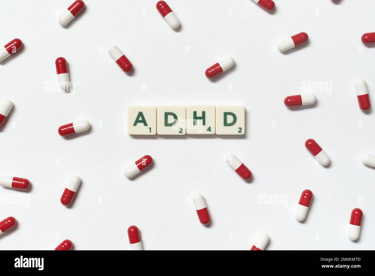 ADHD blocks and pharmaceutical pills over white Stock Photo - Alamy
