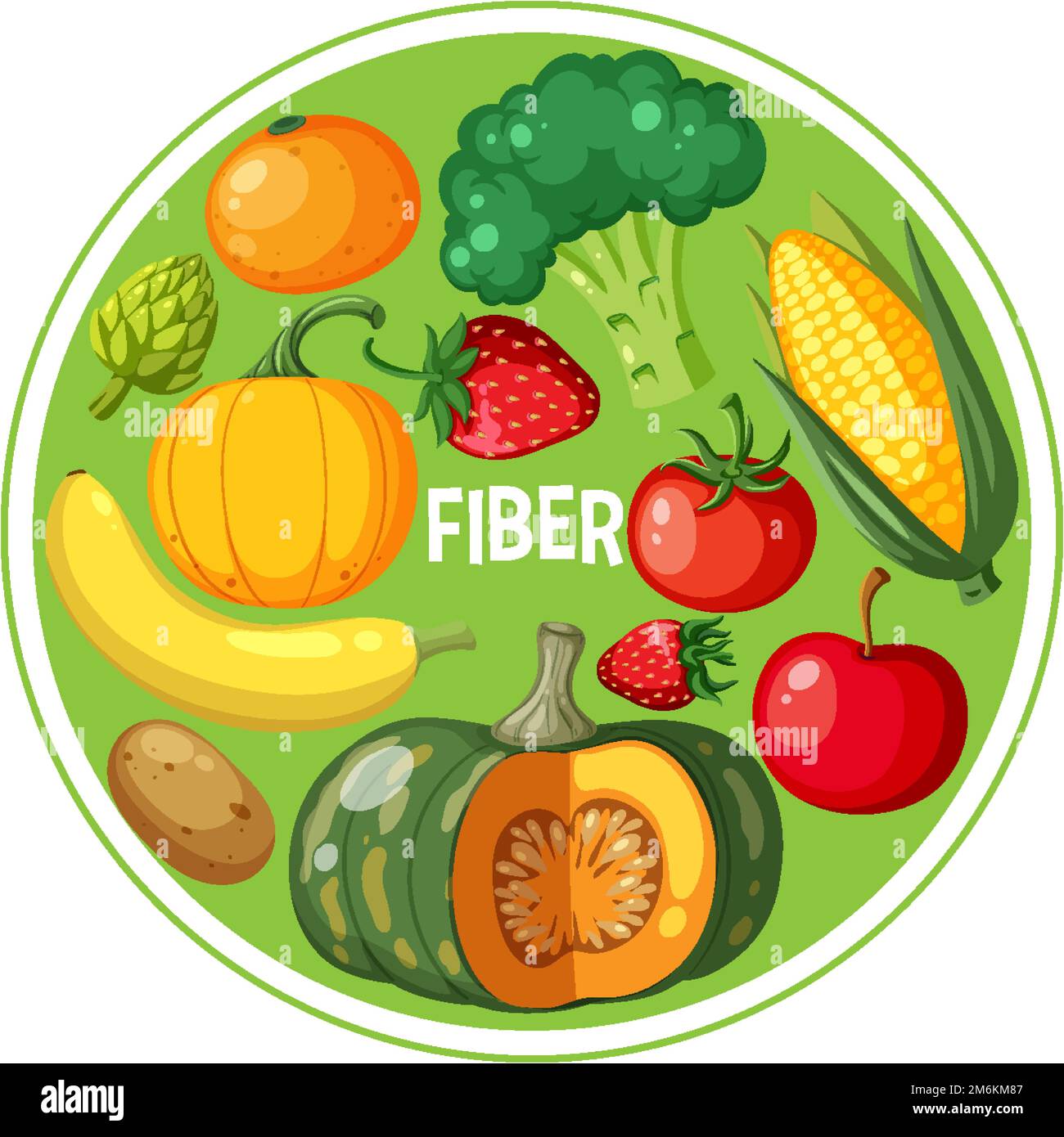 Vegetables and fruits fiber foods group illustration Stock Vector Image ...