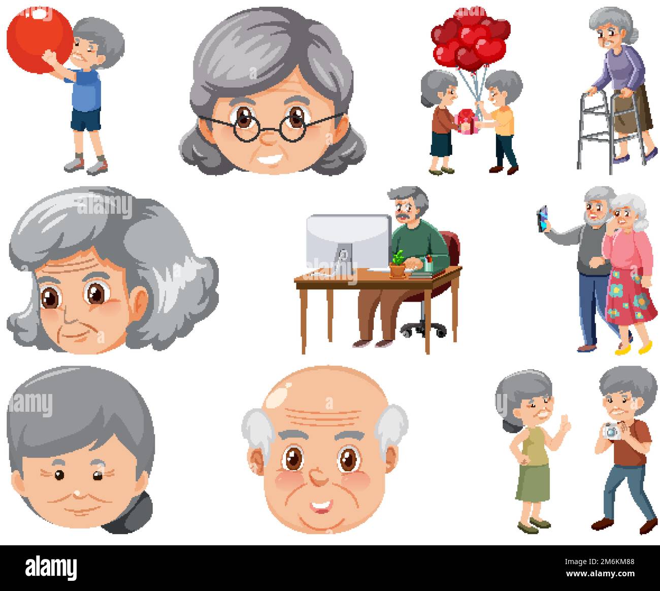 Collection of elderly people icons illustration Stock Vector Image ...