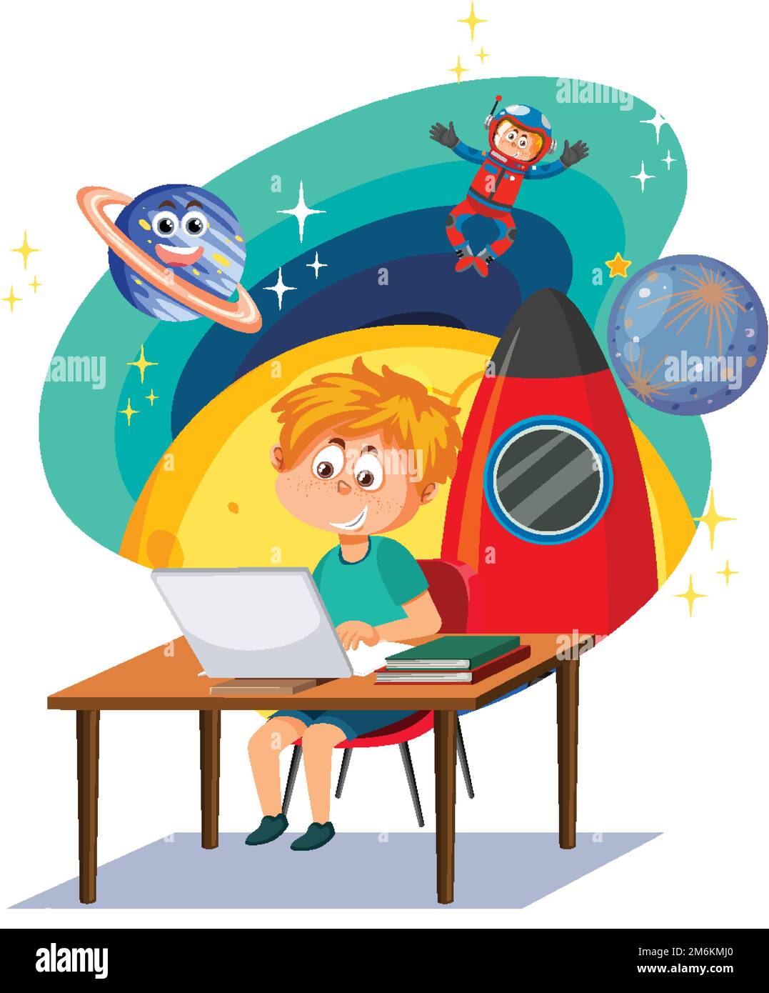 Student boy in space theme illustration Stock Vector Image & Art - Alamy