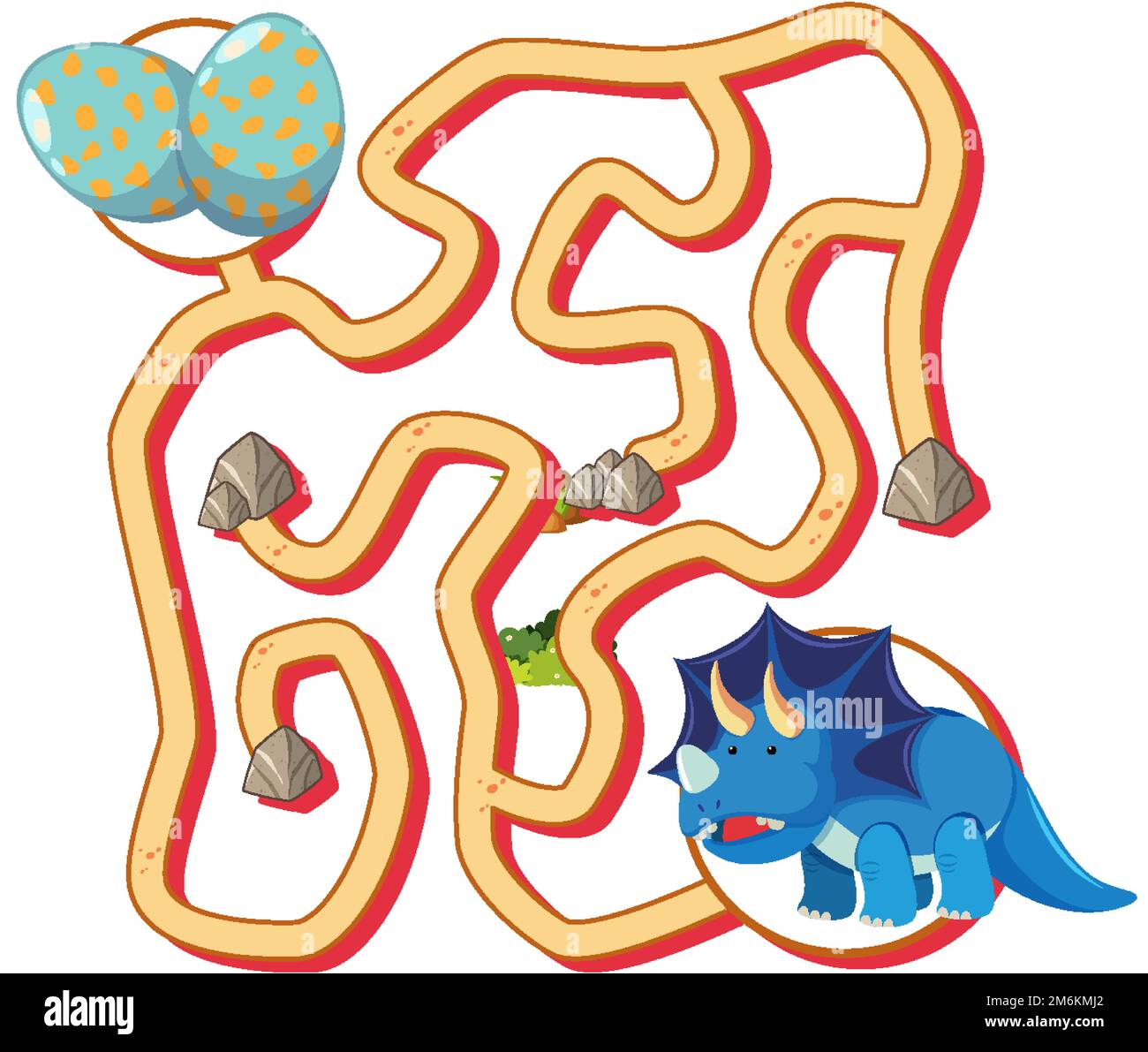 Maze game template in dinosaur theme for kids illustration Stock Vector ...