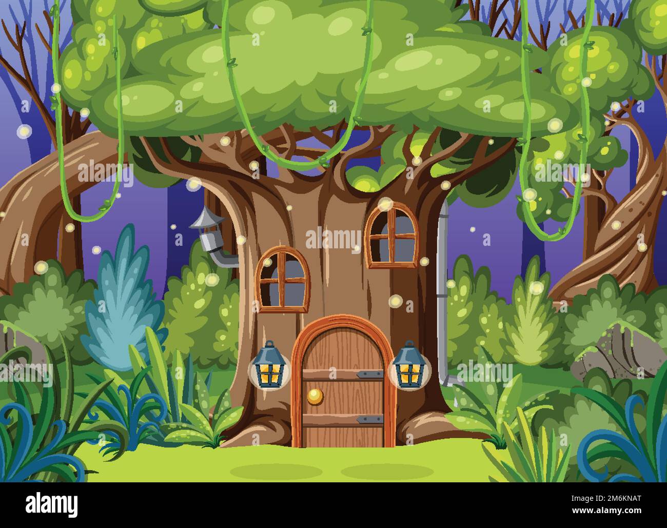 Fairytale scene in forest Stock Vector Images - Alamy