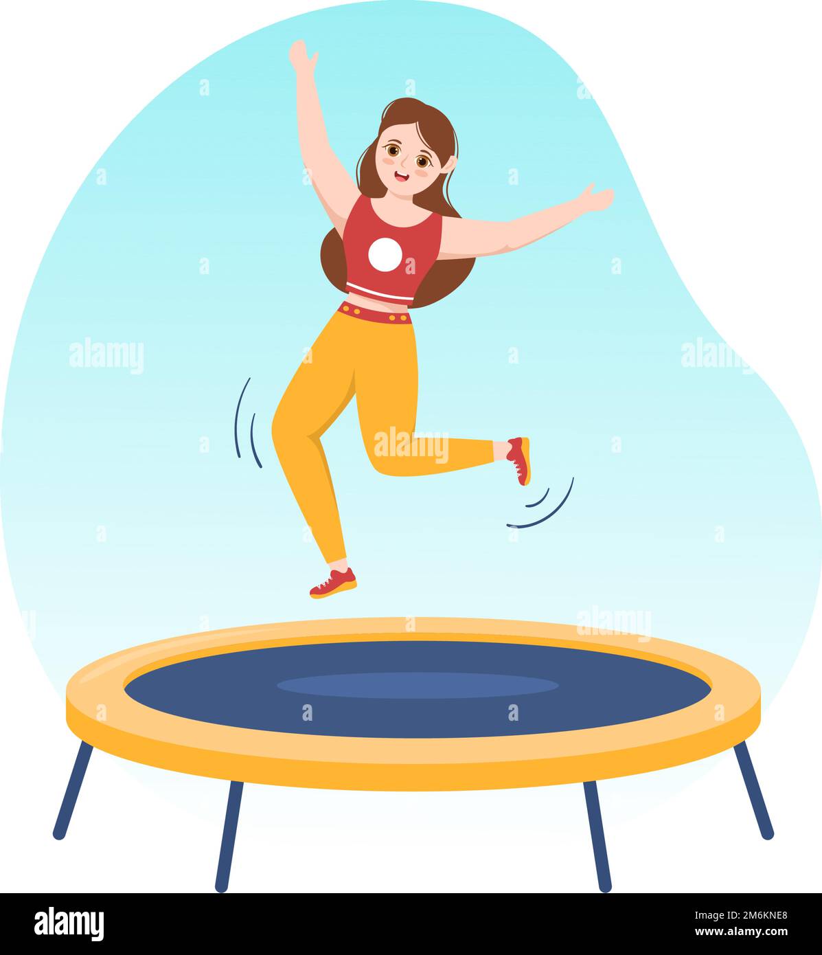 Trampoline Illustration with Youth Jumping On a Trampolines in Hand ...